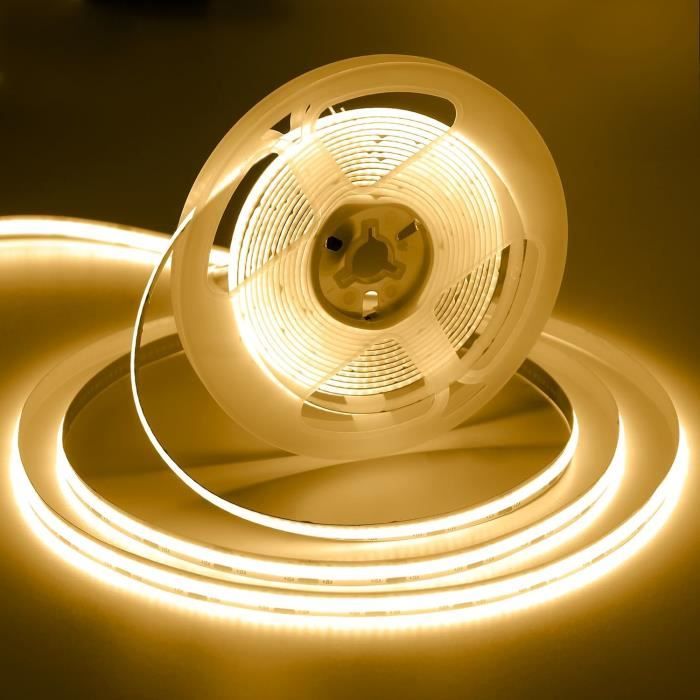 Ruban Led Cob 10M Blanc Chaud 6000K, 24V Bande Lumineuse Led Cri93 ...