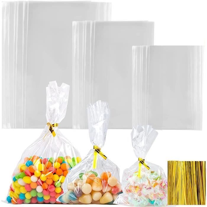 300 Sachet Cellophane Transparent, Sac OPP Bonbon Anniversaire Sachets ...