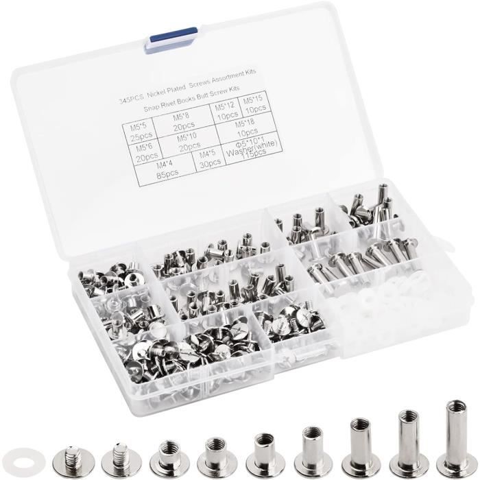 Cozlly 230 Pièces Set Vis Chicago, Rivets de Reliure, Kits de Vis de ...