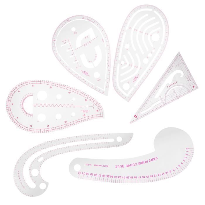 TMISHION Règle de courbe en plastique 6 pièces règle de courbe multi ...