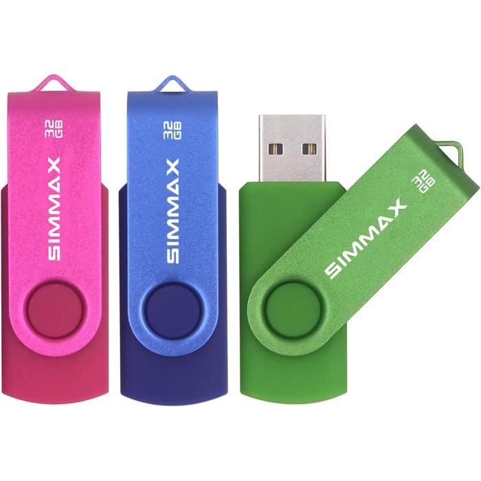 Simmax Clé Usb 32 Go Lot De 3 Mémoire Stick Usb 2.0 Flash Drive ...