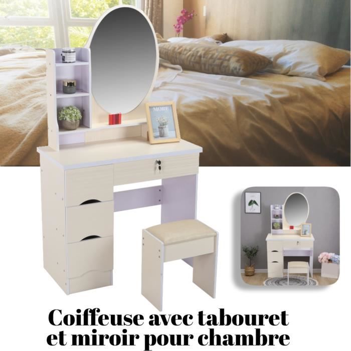 Coiffeuse Moderne table de Maquillage en MDF et en Bois de pin avec ...