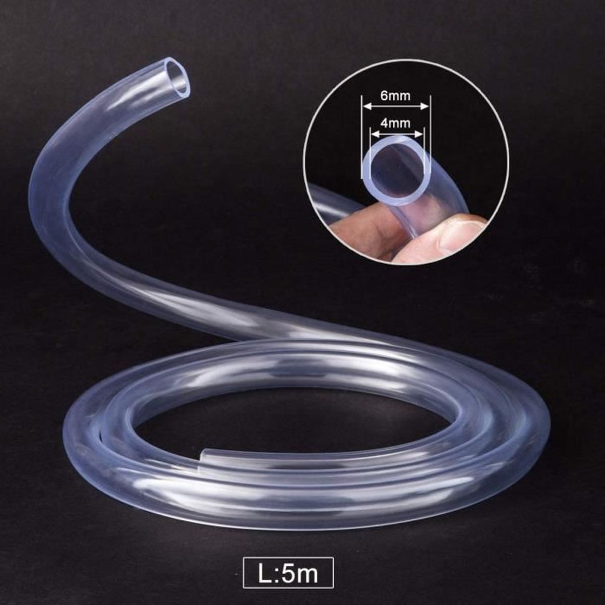 Tuyau PVC Souple Transparent 5 Mètres - YOBON - 4x6mm - Aquarium Pompe ...