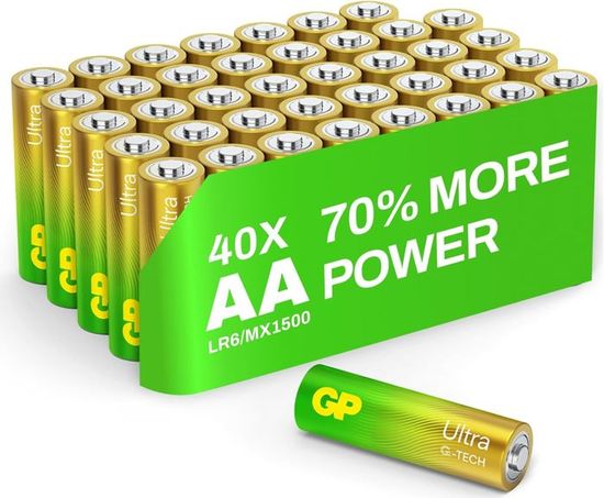 Piles AA - Lot de 40 Piles | Ultra | Batteries Alcalines AA LR6 1,5v ...