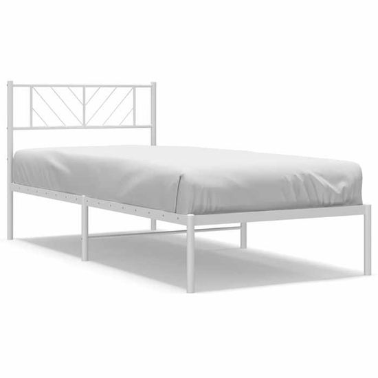 Lit simple Contemporain| Cadre de lit métal |sans matelas| et tête de ...