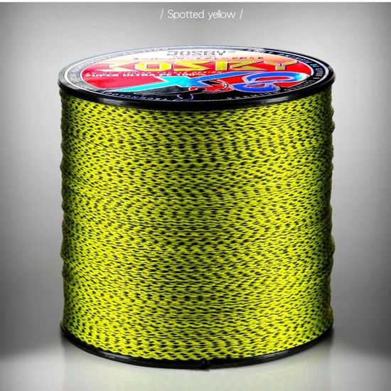 FIL DE PECHE,Yellow spotted-166M 3.0--Fil de pêche Multifilament tressé ...
