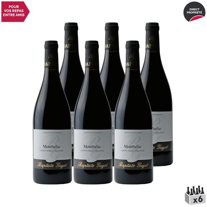 Monthélie Rouge 2018 - Lot de 6x75cl - Domaine Baptiste Guyot - Vin AOC ...