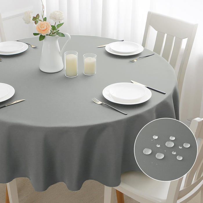 Nappe Table Ronde 240 cm Nappe Anti Taches Nappe Impermable Effet Lin ...