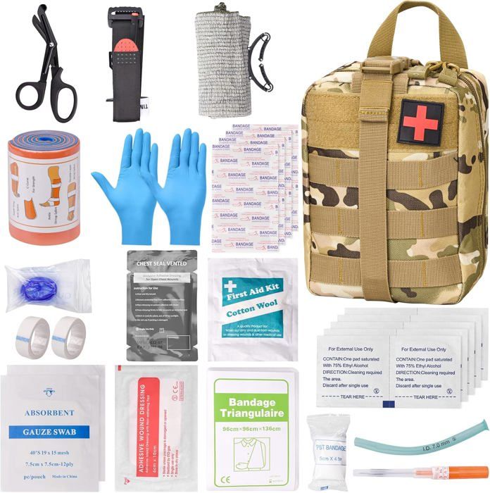 Trousse de Premiers Soins Pour L'extérieur, 48 PCS Medical Survival Compact Kit Box, Camping ...
