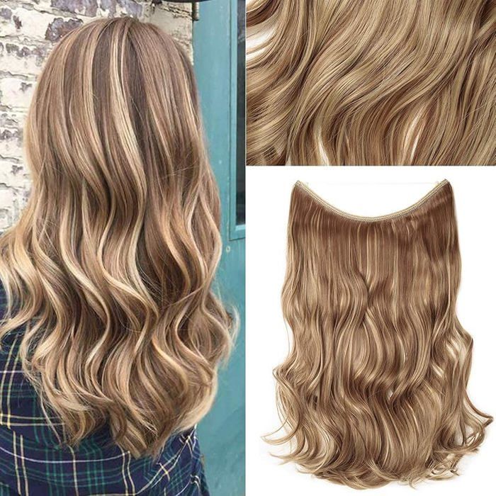 Rajout Cheveux Extension Fil Invisible - Brun Clair Blond Cendr ...