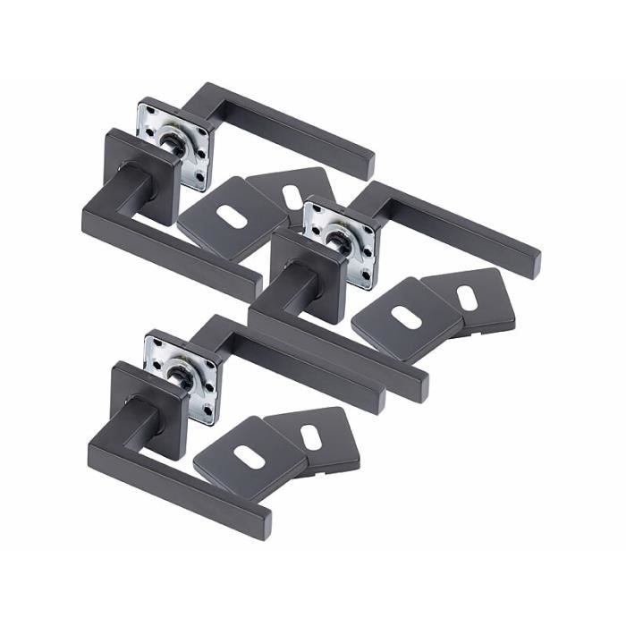 Poignées de porte - AGT - 3 garnitures - Inox - Design moderne ...