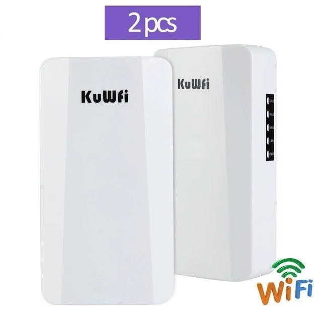 Deux - Routeur extérieur P2P, pont WiFi sans fil 1km, 300Mbps, CPE sans fil avec adaptateur POE ...