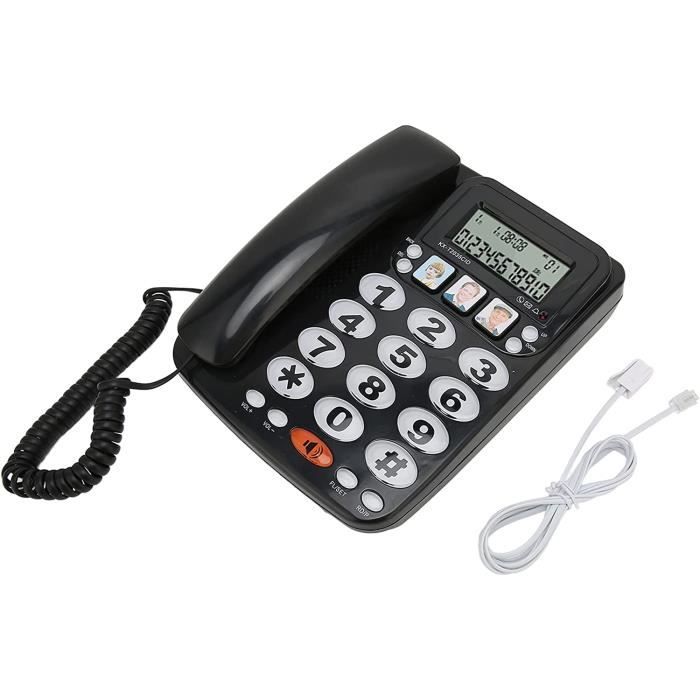 Téléphone Fixe Filaire, Téléphone Filaire Noir Avec Identification De L'Appelant Pour Le Bureau ...