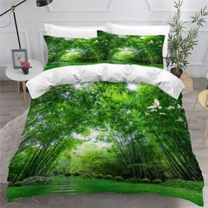 Parure De Lit 3 Pièces Foret De Bambou Housse De Couette 200X200 Ado 3D ...