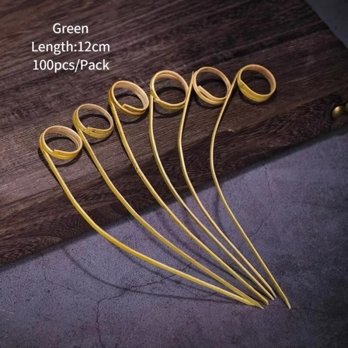 C1 vert 12cm - Pics à fruits en bambou à usage unique, 100 pièces, avec ...