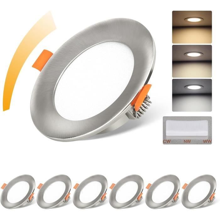 Spot Led Encastrable Extra Plat 230V Lot De 6 Spots Led Dimmables Spots De Plafond 7W 700Lm Ip44 ...
