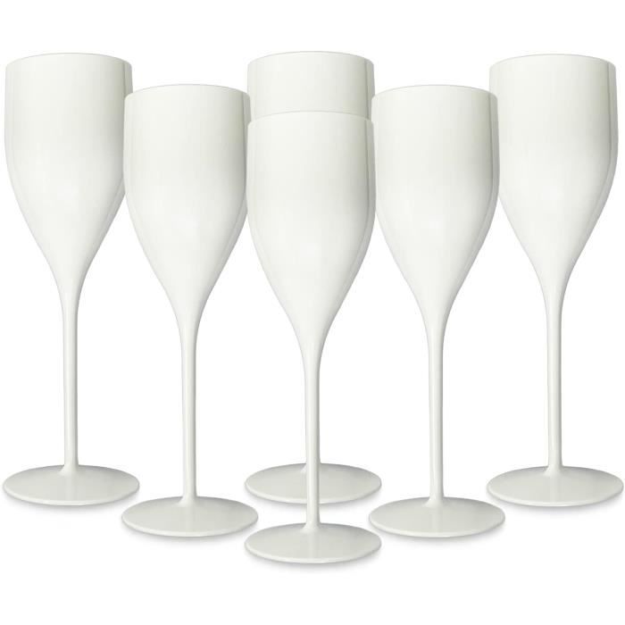 Lot de 6 Verres à CHAMPAGNE EVENT FLÛTES 180 ml. INCASSABLE, en SAN ...