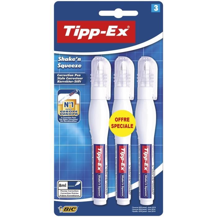 Tipp-Ex® - Stylo correcteur Tipp-Ex® Shake'n Squeeze x3 - Cdiscount ...