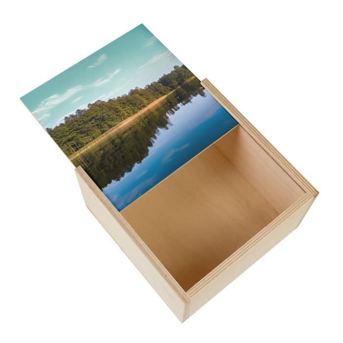 Boite Coffret en Bois - Forêt se Reflete les dans Eaux Calmes d'un Lac ...