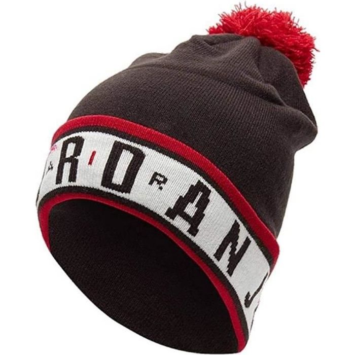Bonnet Collector A Pompon Homme Jordan Noir Blanc et Rouge noir ...