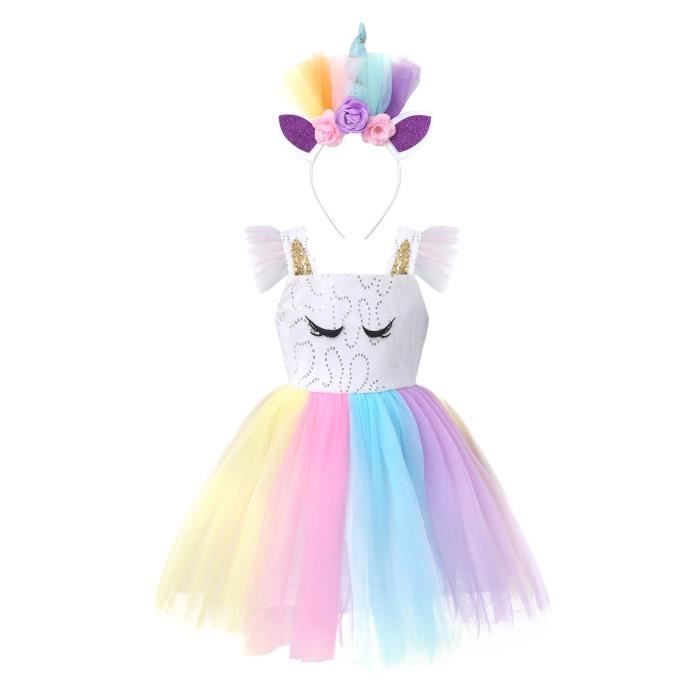 Freebily Fille Licorne Princesse Robe De Soirée Sans Manches Costume
