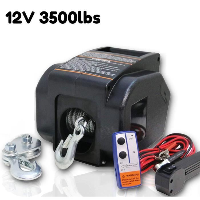 Treuil Électrique 3500lbs 12V Palan de Levage avec Télécommande ...