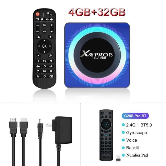 Box multimedia,Woopker-Décodeur TV X88 Pro 13,Android 13,Rockchip RK3528,4 Go,64 Go,8K,Décodage ...