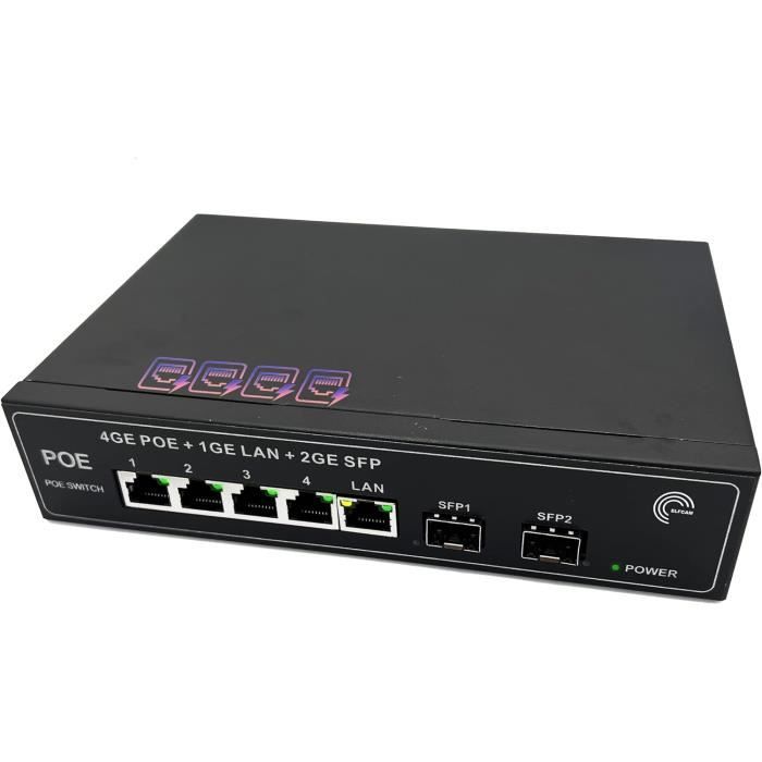 Poe Commutateur Switch Fibre Optique Avec 2 Ports Sfp 1,25Go, 4 Ports ...