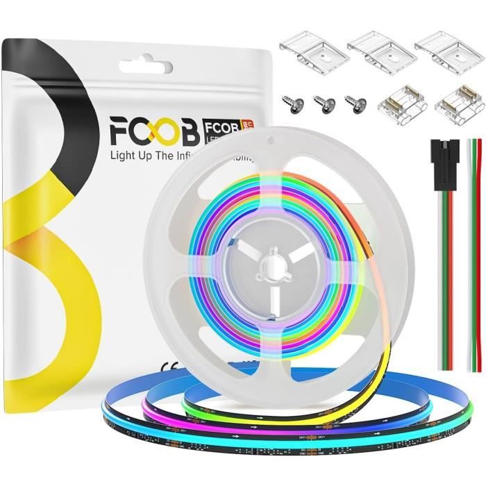 Cob Ws2811 Ic Rgb Ruban Led 3M Dc24V 630Leds-M 30Ic 10Mm Largeur Noir ...