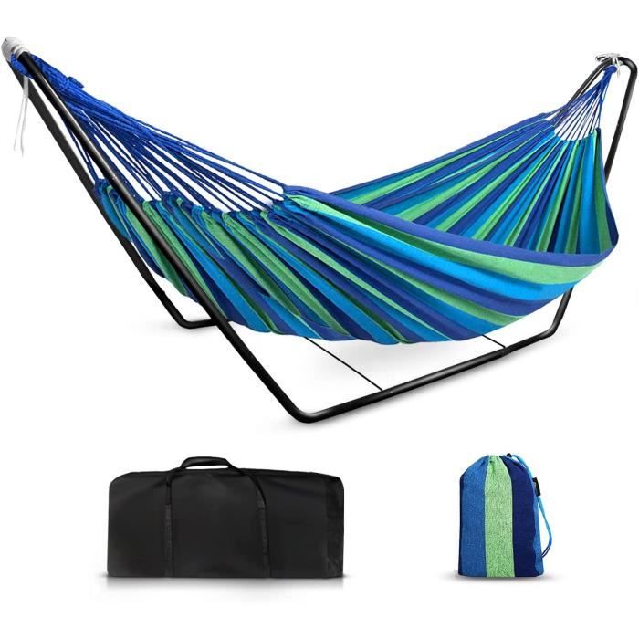 Hamac avec Support, Hamac sur Pied en Métal, Double 2 Personnes Hamac ...
