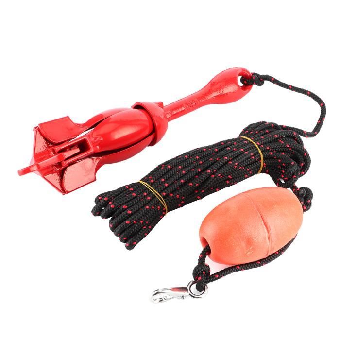 Kit d'ancres pliables 3.3lb - 1.5kg grappin universel en acier inoxydable rouge pour canoës de ...