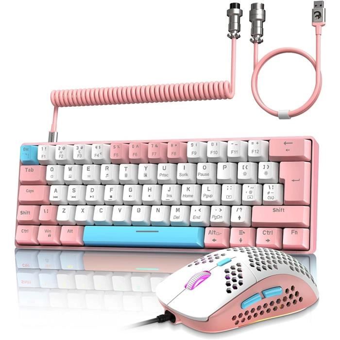 Combo Clavier Et Souris De Jeu Filaire+Câble Usb C Enroulé T60 Pro ...