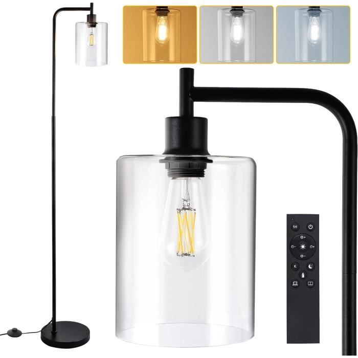 Lampadaire Salon Noir, Lampadaire Industriel Dimmable Avec Abat-Jour En ...