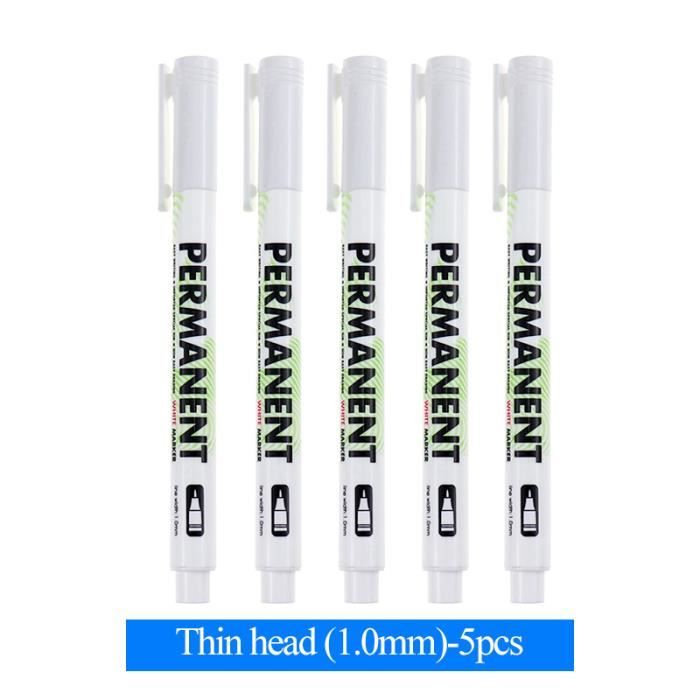 STYLO,5pcs 1.0mm--stylo marqueur Permanent étanche blanc, 0.1-0.3mm ...