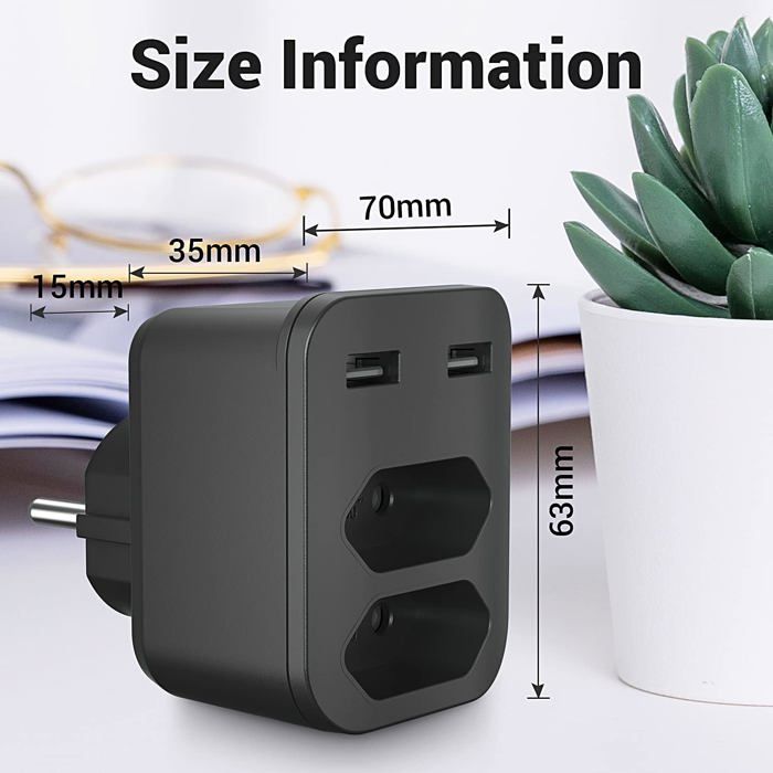 USB Prise Multiple Prise 4000W Prise Européenne(250W/16A) Adaptateur ...