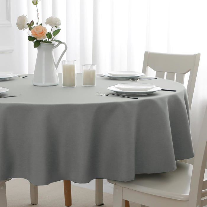 Nappe Table Ronde 240 cm Nappe Anti Taches Nappe Impermable Effet Lin ...