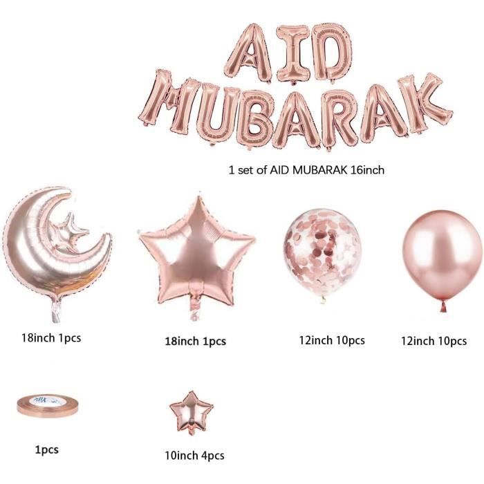 Aid Mubarak Decoration Or Rose 2024 Eid Mubarak Decoration Ballon Aid ...