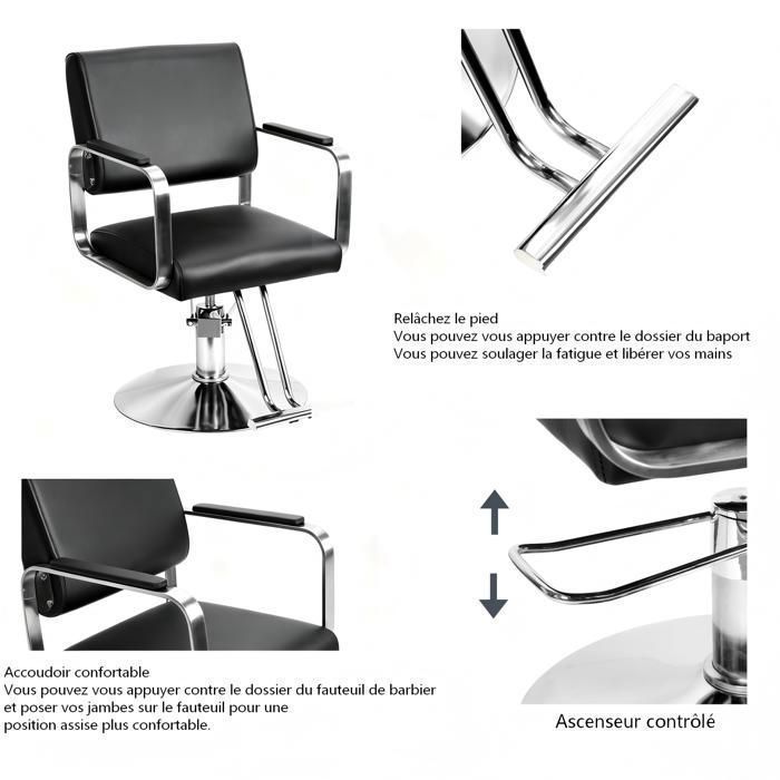 Fauteuil de coiffeur,hauteur réglable:93-100 cm, Rotation à 360 ...