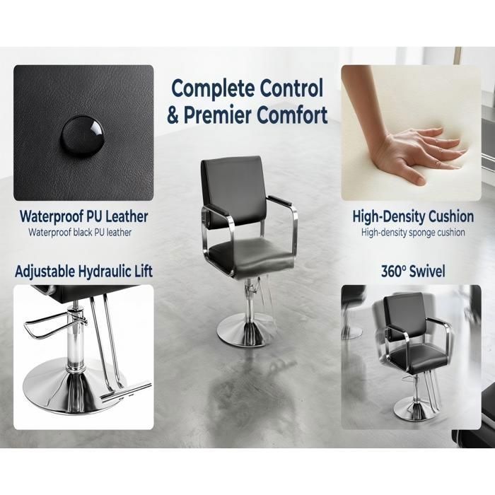 Fauteuil de coiffeur,hauteur réglable:93-100 cm, Rotation à 360 ...