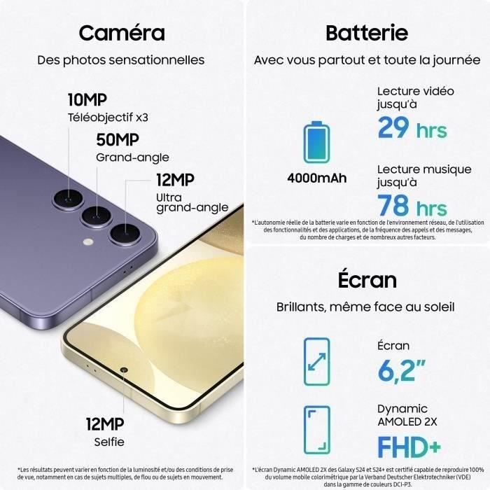 Samsung Galaxy S24 Smartphone 128 Go Indigo - Cdiscount Téléphonie