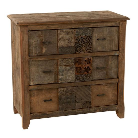 Commode 3 Tiroirs en Bois "Vieilli" 100cm Marron - Cdiscount Maison