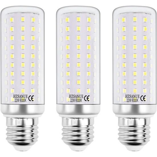 Led Ampoule À Maïs 22W, E27 Edison Vis Ampoules, 6000K Blanc Froid, 2500Lm,180W Équivalent ...