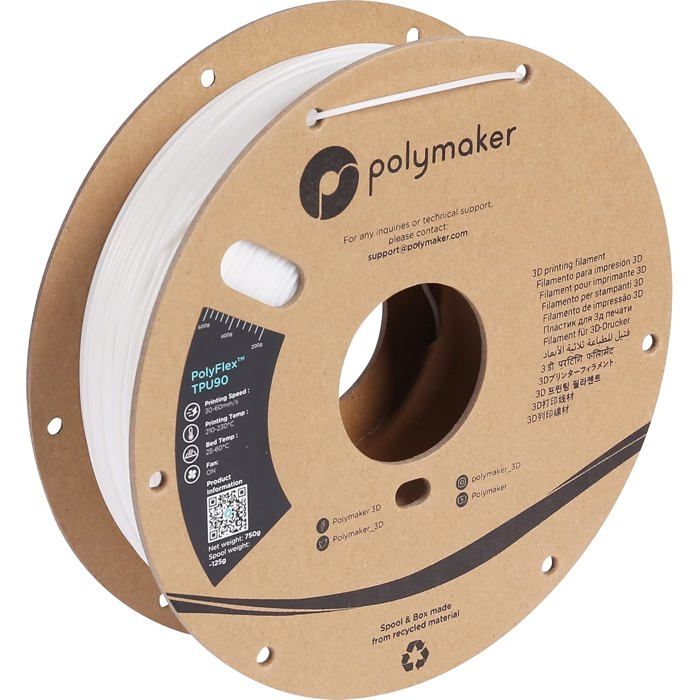 Filament 3D - POLYMAKER - PolyFlex TPU-90A - Blanc - 1,75 mm - 750 g ...