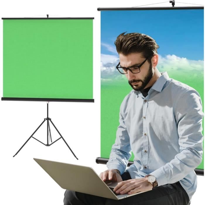 Fond vert ACROPAQ - Green Screen, trépied pliable pour une installation ...