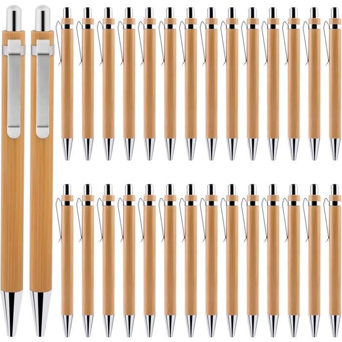 Stylo en Bambou, 30 Stylo personnalisé Stylos à Bille Rétractable Stylo ...