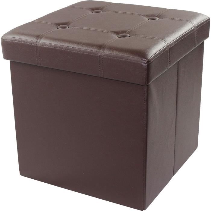 Pouf De Rangement Avec Assise Rembourrée 38 X 38 X 38 Cm Pliable ...