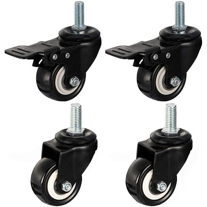4 Roues Routes roulettes Robustes 50mm PU en Caoutchouc mobilier de ...