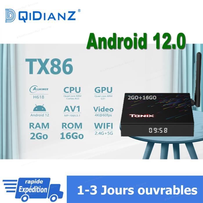 Boîtier Smart TV TX68 Allwinner H618, Android 12.0, 2 go/16 go,Boîte de télévision intelligente ...