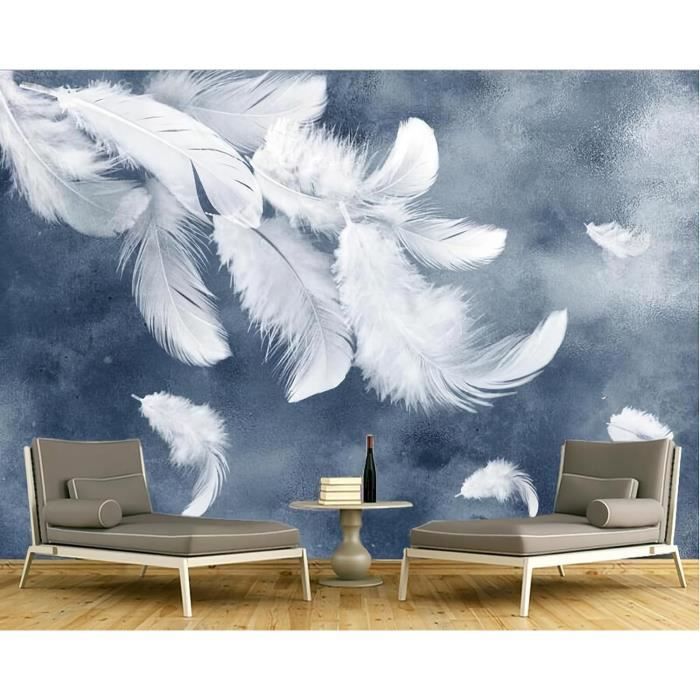 Papier Peint 3D Art De La Plume Blanche Minimaliste Moderne Papiers ...