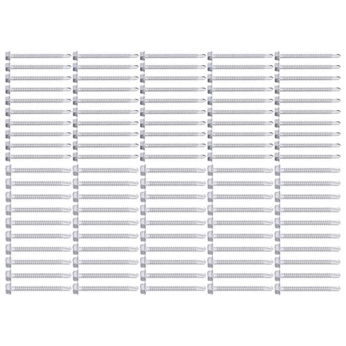Fdit Ensemble de vis autoperceuses Assortiment de 100 vis auto-perceuses à tête hexagonale en ...